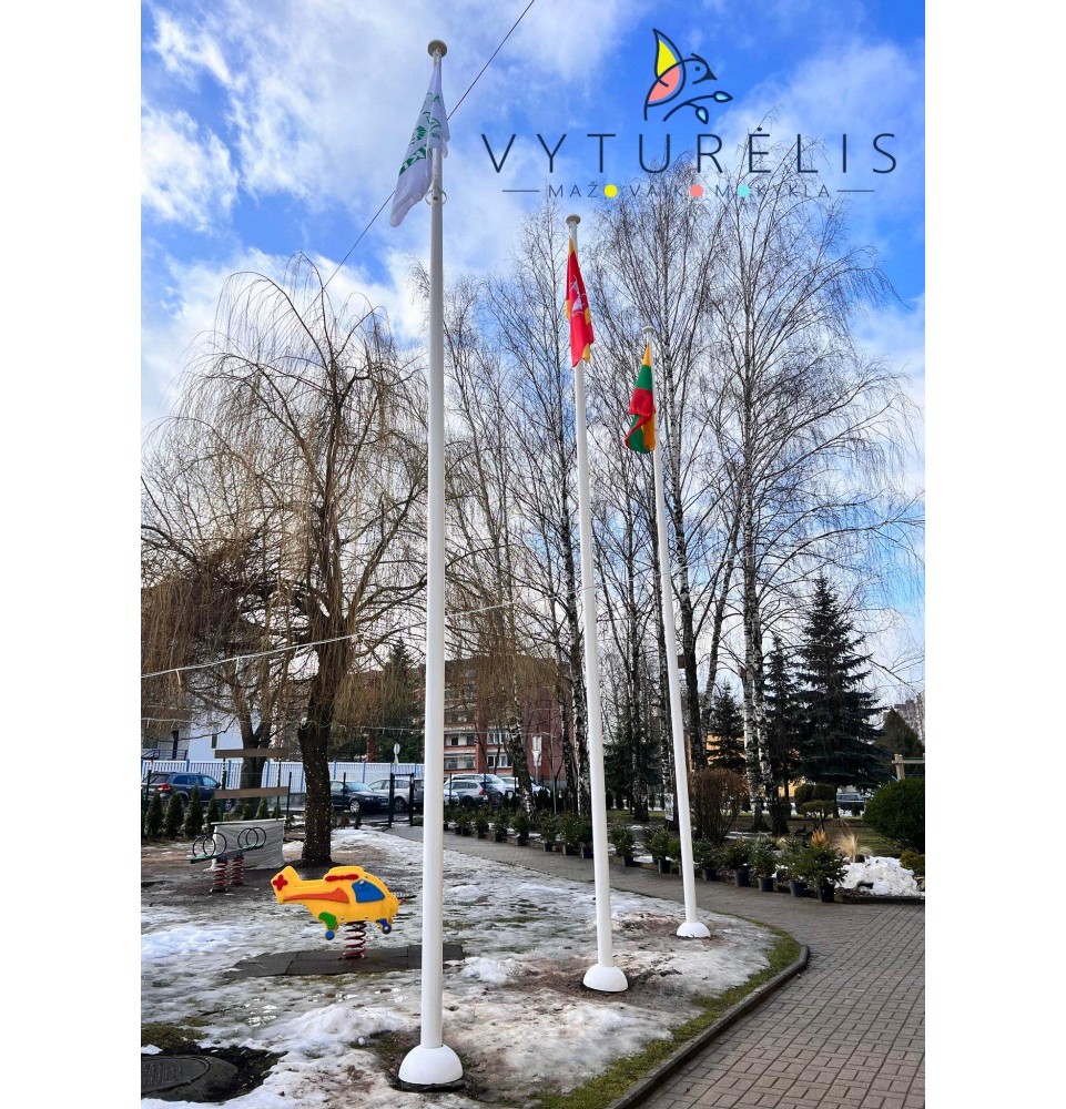 Vėliavos stiebas baltas su vidinis užraktu - Jūsų namui ir verslui